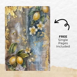 Lemon Junk Journal Pages, Digital Watercolor Scrapbook Paper, Printable ...