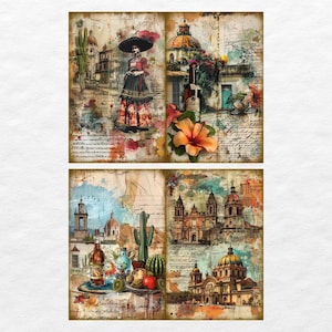 Mexican Fiesta Junk Journal Kit, Half Pages, Full Pages, Cards, Tags ...