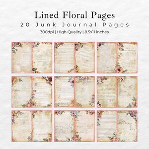 Blank Lined Journal Pages, Junk Journal Basic Papers, Printable Shabby ...