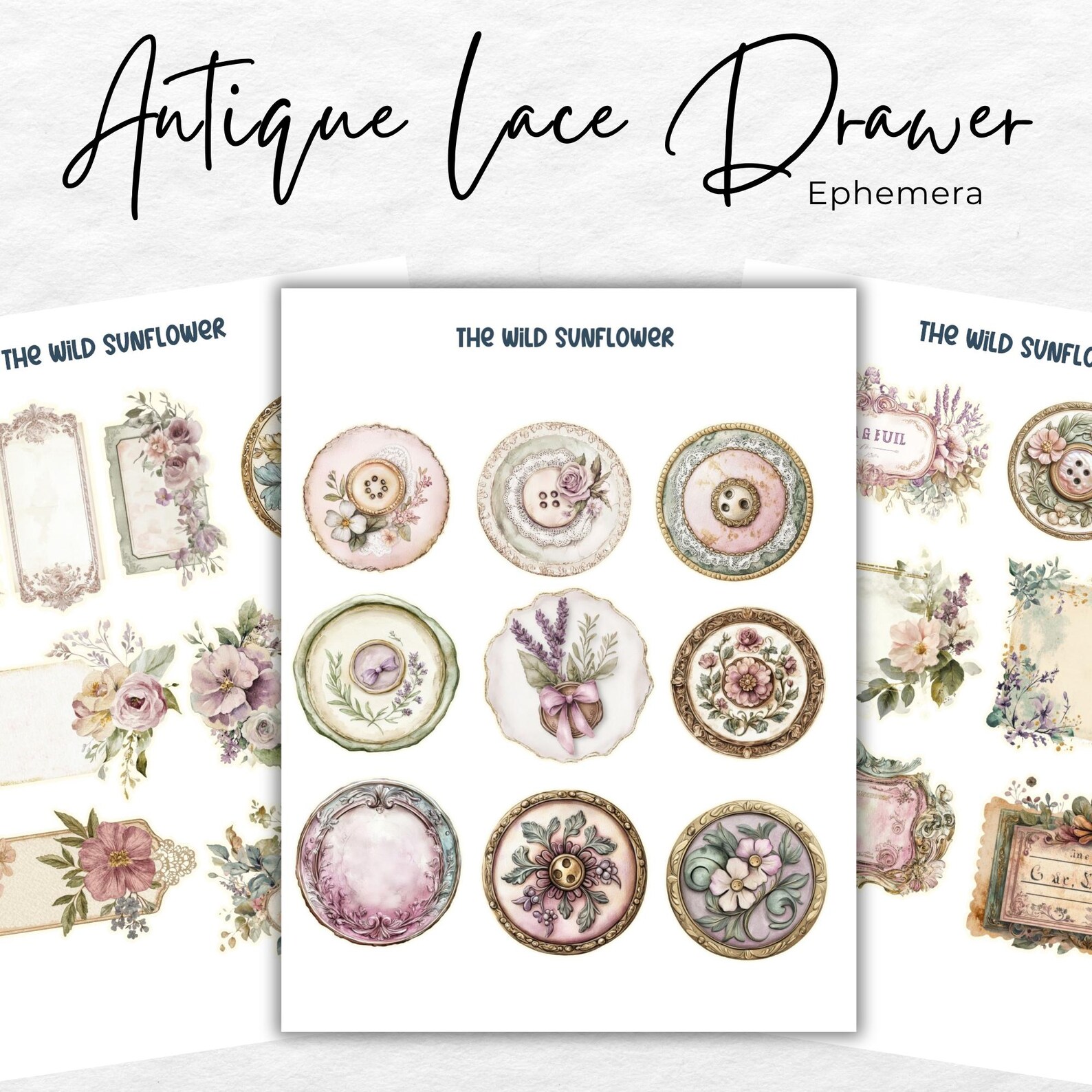 Antique Lace Drawer Junk Journal Kit, Vintage Old Printable Ephemera ...
