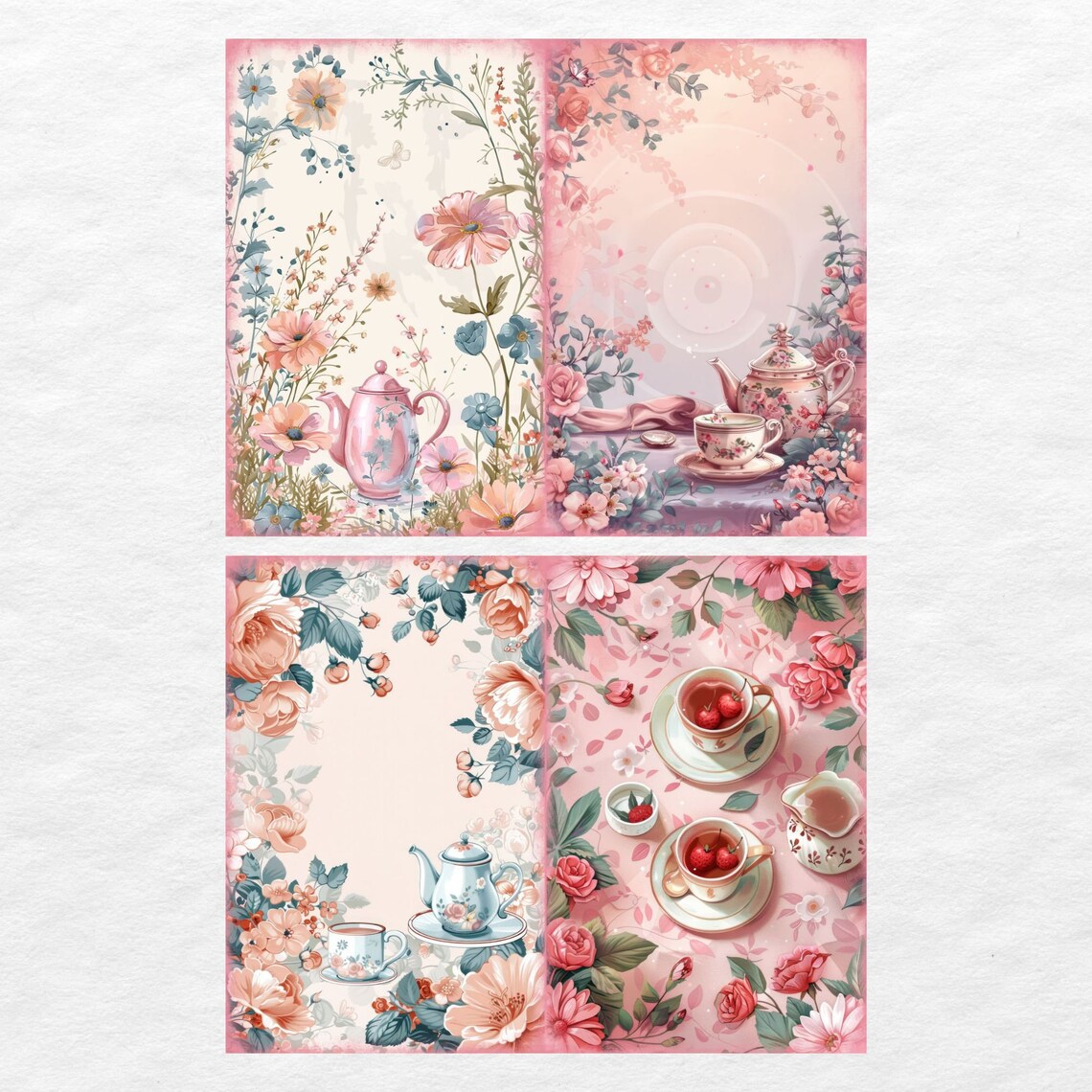 Tea Party Junk Journal | Shabby Chic Paper | Vintage Tea Time Digital ...