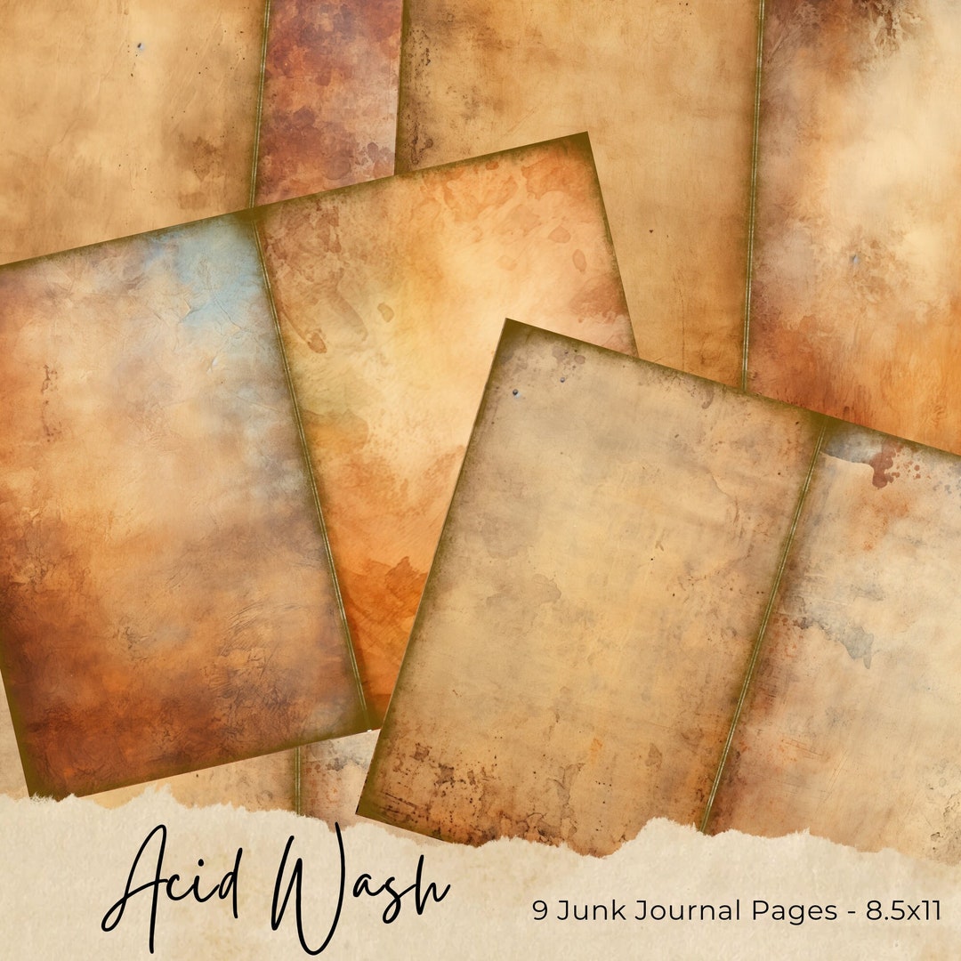 Acid Wash Junk Journal Pages, Blank Scrapbook Page, Vintage Journal ...