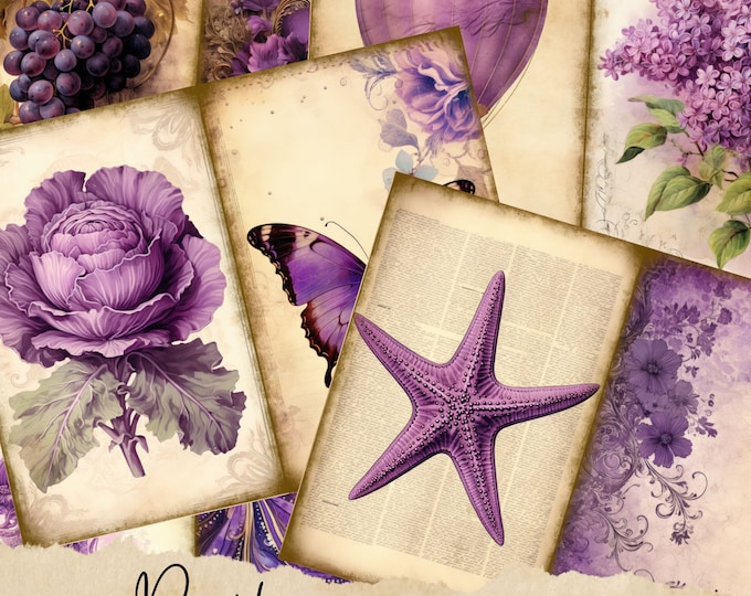 Purple Dream Junk Journal Kit - Printable Journal Pages, Vintage ...