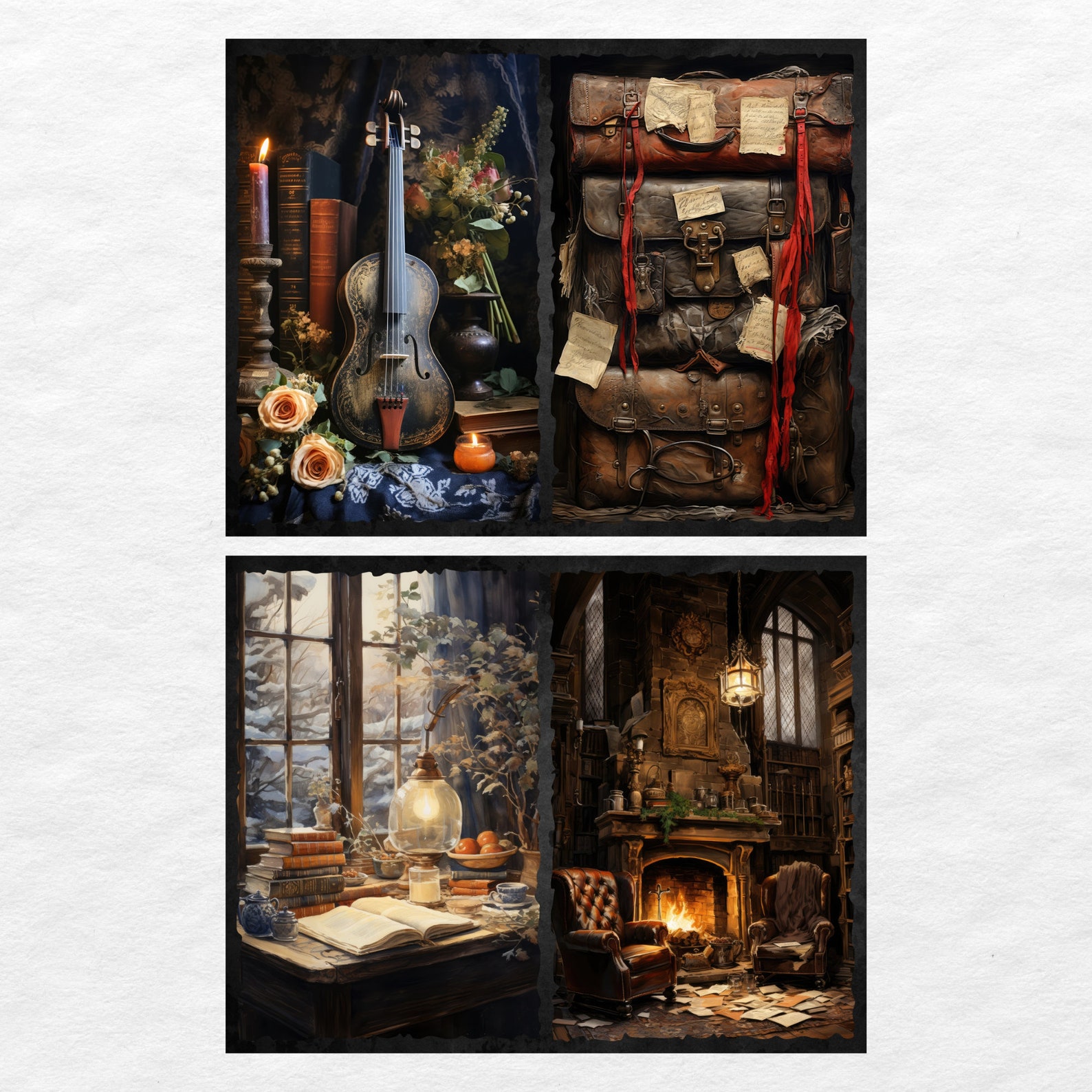 Dark Academia Junk Journal Pages, Digital Scrapbook Paper Kit, Gothic ...