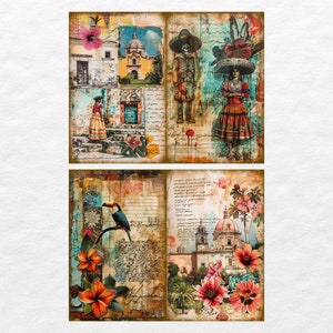 Mexican Fiesta Junk Journal Kit, Half Pages, Full Pages, Cards, Tags ...