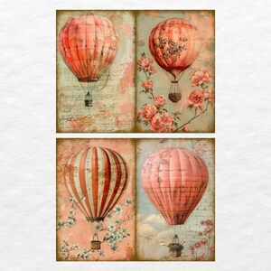 Hot Air Balloon Junk Journal Printable Kit Collage Digital Download ...