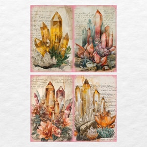 Crystal Junk Journal Pages, Mystic Crystals Junk Journal Pages, Digital ...