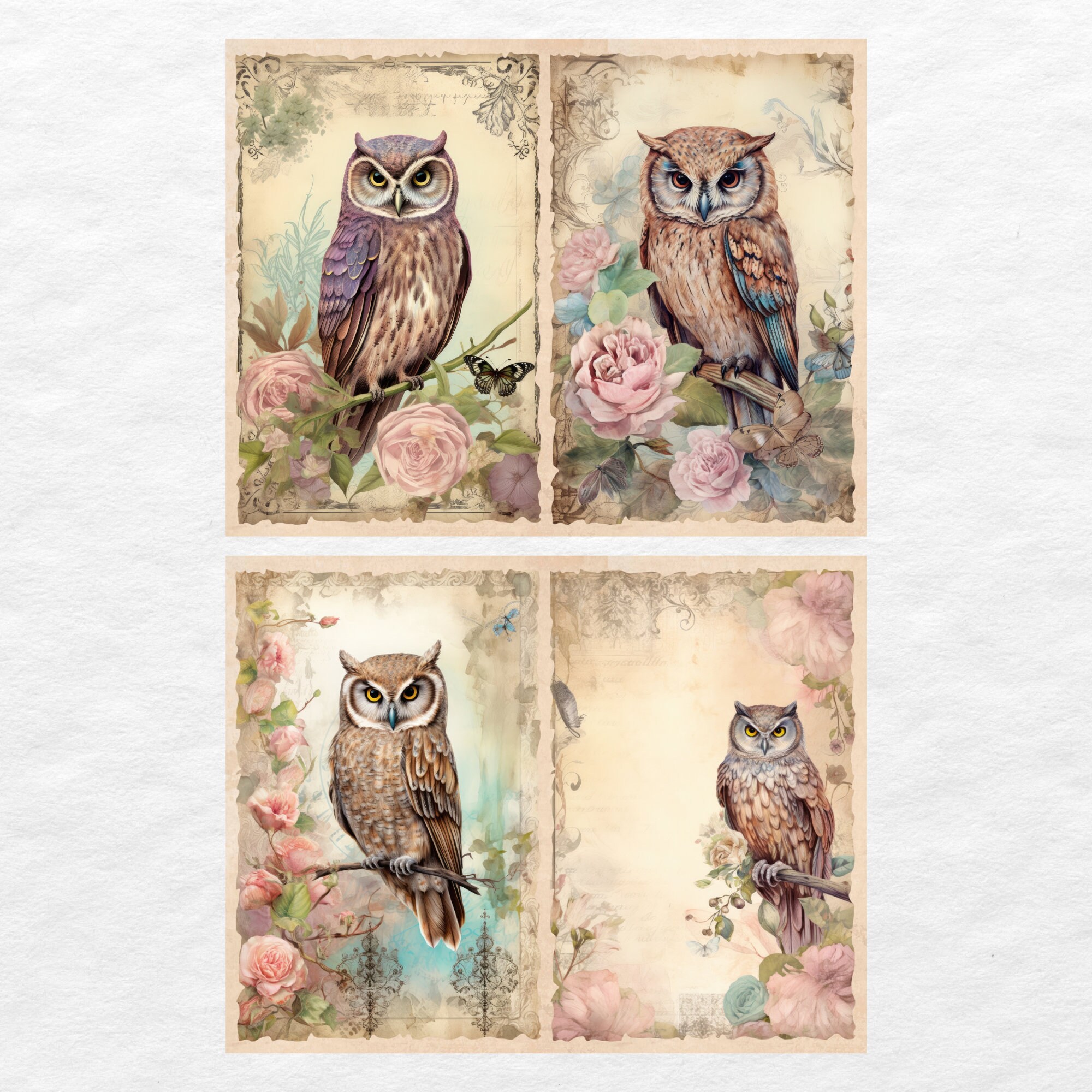 Fantasy Owl Junk Journal Kit Watercolor Owl Journal Pages, Owl Junk ...