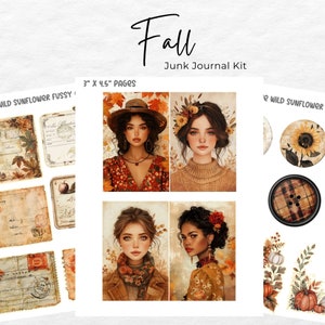 Fall Junk Journal Kit Autumn Junk Journal Ephemera Printable Tags ...