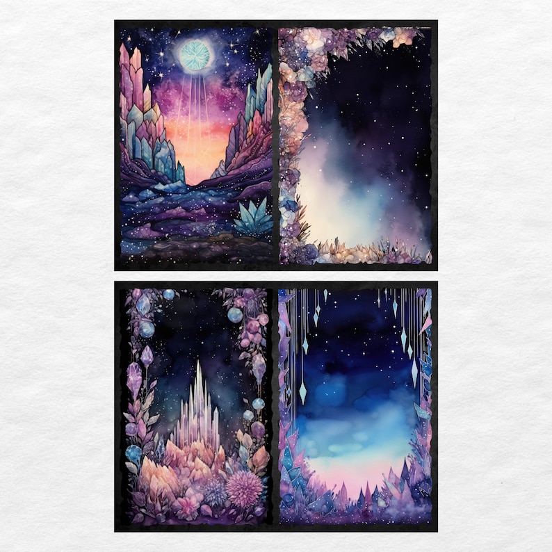 Crystal Junk Journal Pages, Mystic Crystals Junk Journal Pages, Digital ...