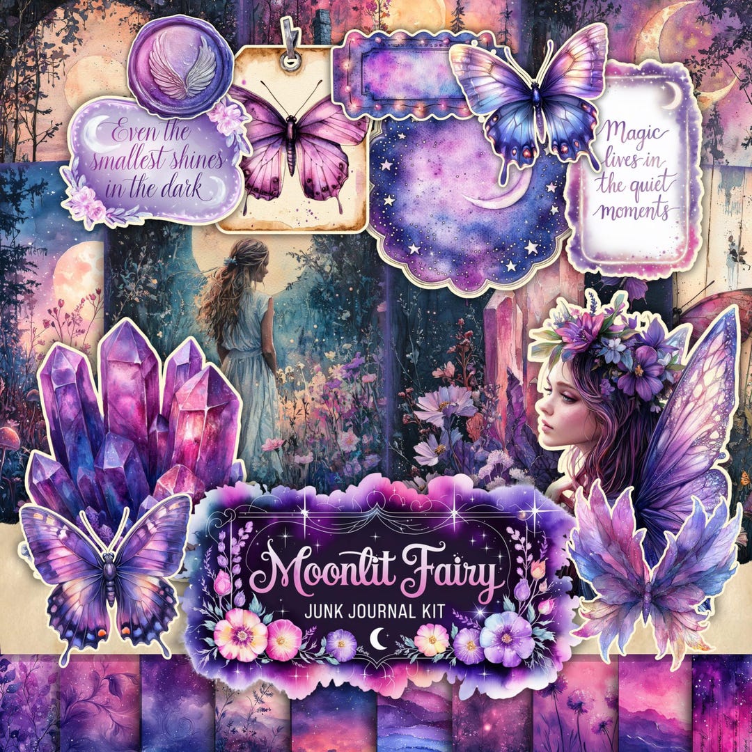 Moonlit Fairy Junk Journal Printable Kit Celestial Fae Magical Gothic ...
