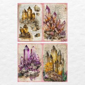 Crystal Junk Journal Pages, Mystic Crystals Junk Journal Pages, Digital ...