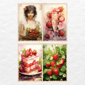 Strawberry Junk Journal Pages, Digital Scrapbook Paper, Printable ...