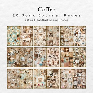 Vintage Coffee Junk Journal Pages, Chocolate Journal Card, Delicate ...