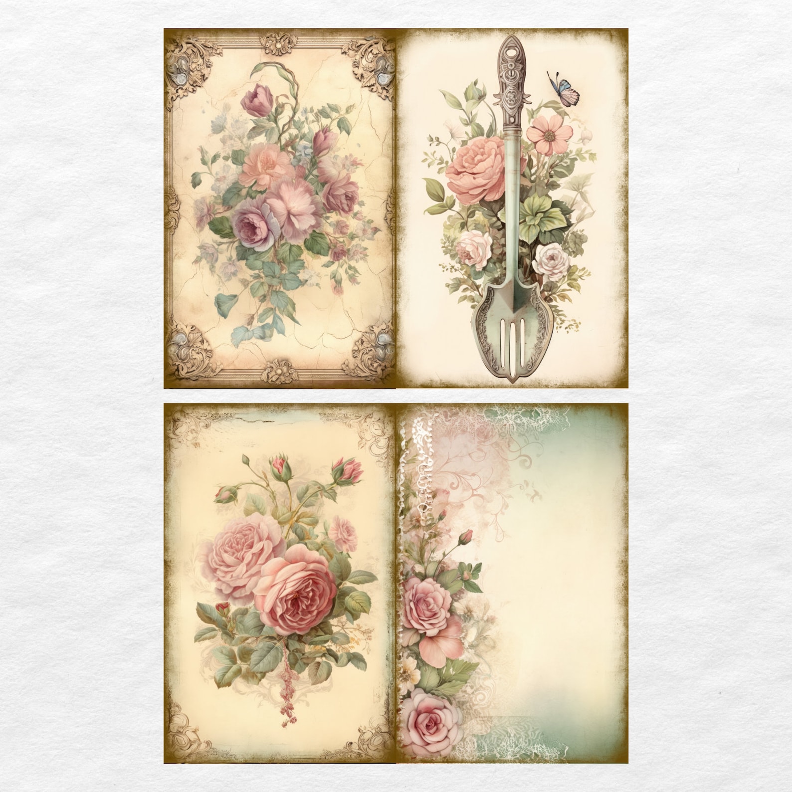 Shabby Chic Junk Journal Paper Digital Scrapbooking Vintage Journal ...