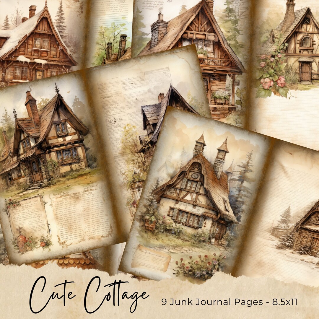 Cozy Cottage Junk Journal Pages, Digital Cottagecore Scrapbook Paper ...