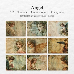 Vintage Angel Junk Journal Pages, Digital Scrapbook Paper Kit, Heavenly ...