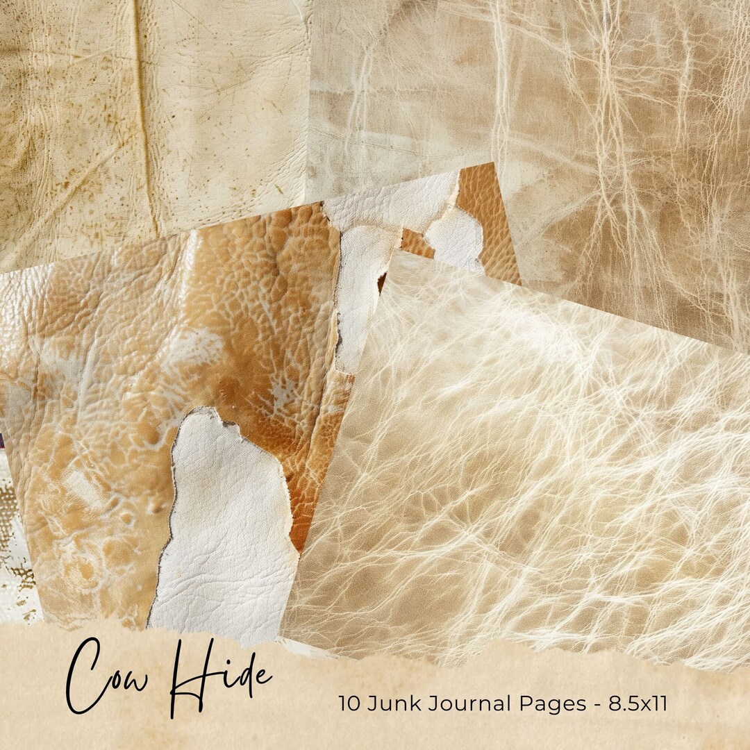 Cow Hide, Junk Journal Kit, Vintage, Journal Pages, Junk Journal, Cow ...