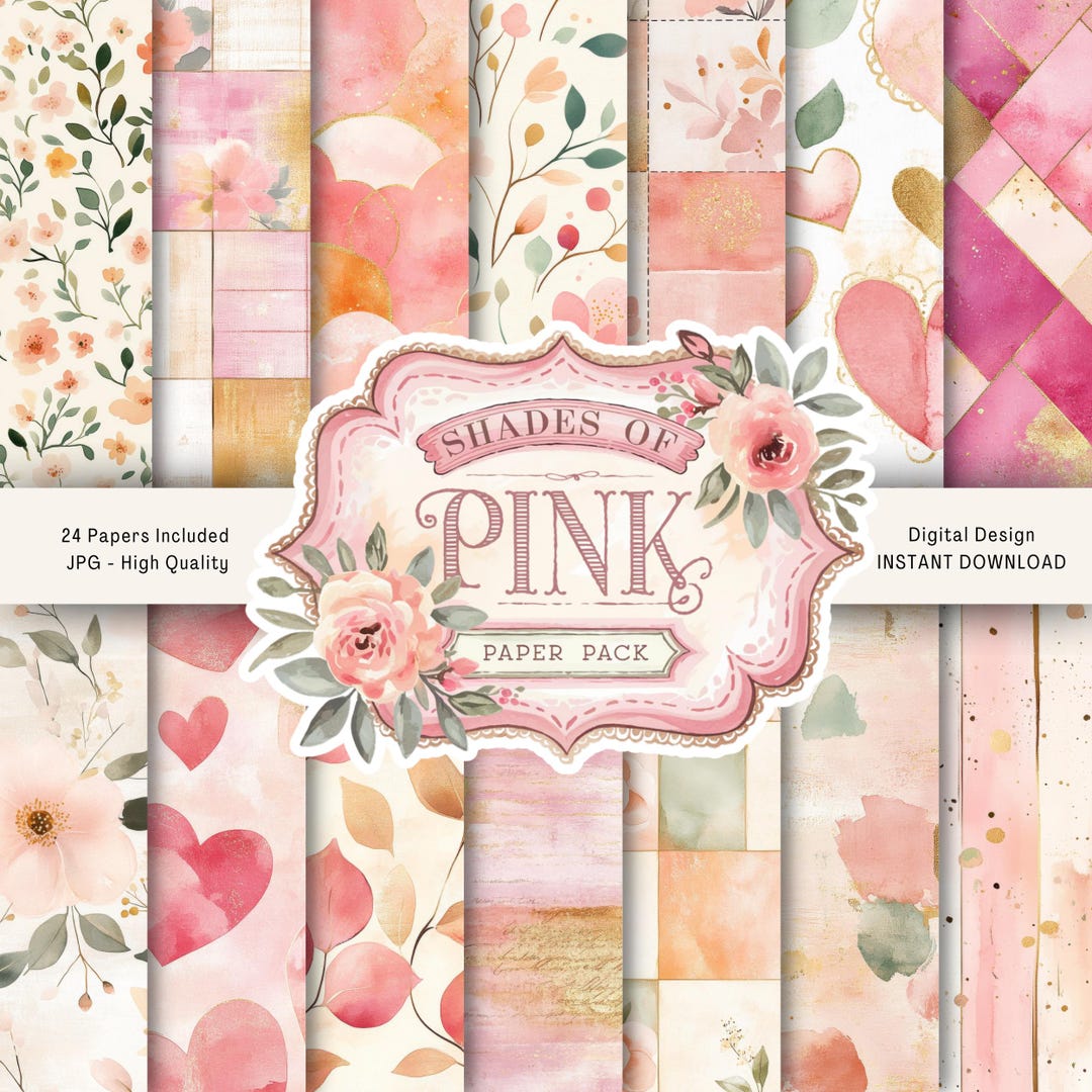 Vintage Shabby Chic Shades of Pink Paper Junk Journal Kit - Antique ...