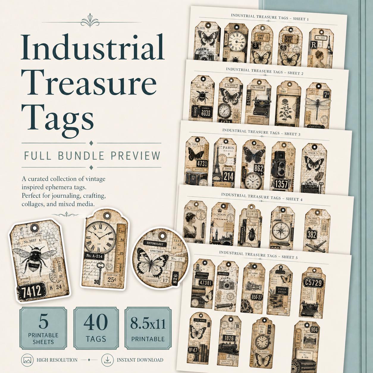 Industrial Treasure Tags, Vintage Printable Tags, Steampunk Junk ...