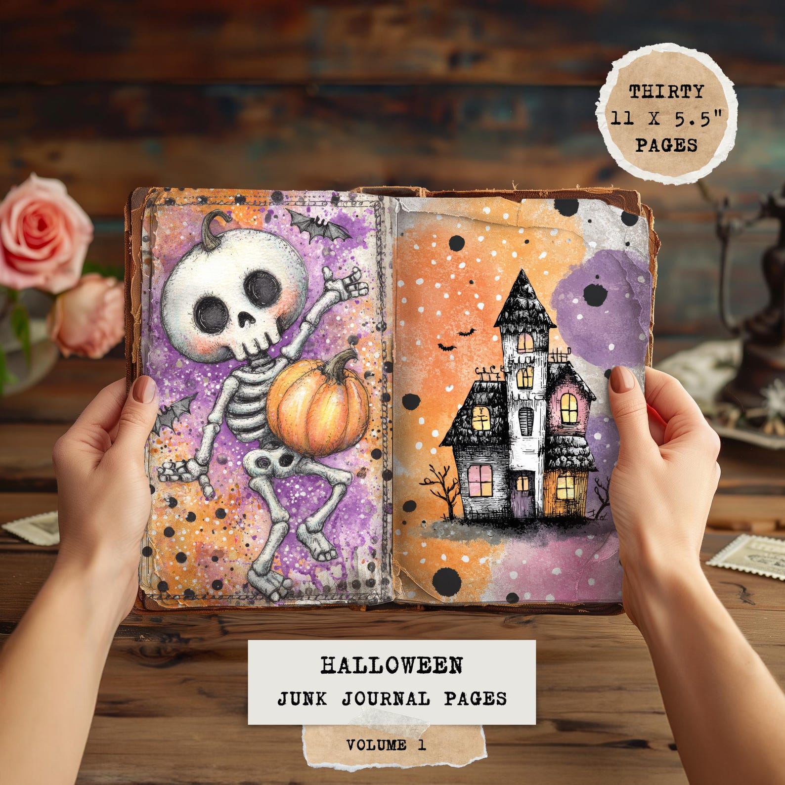 Cute Gothic Halloween Junk Journal Pages, Digital Download, Printable ...