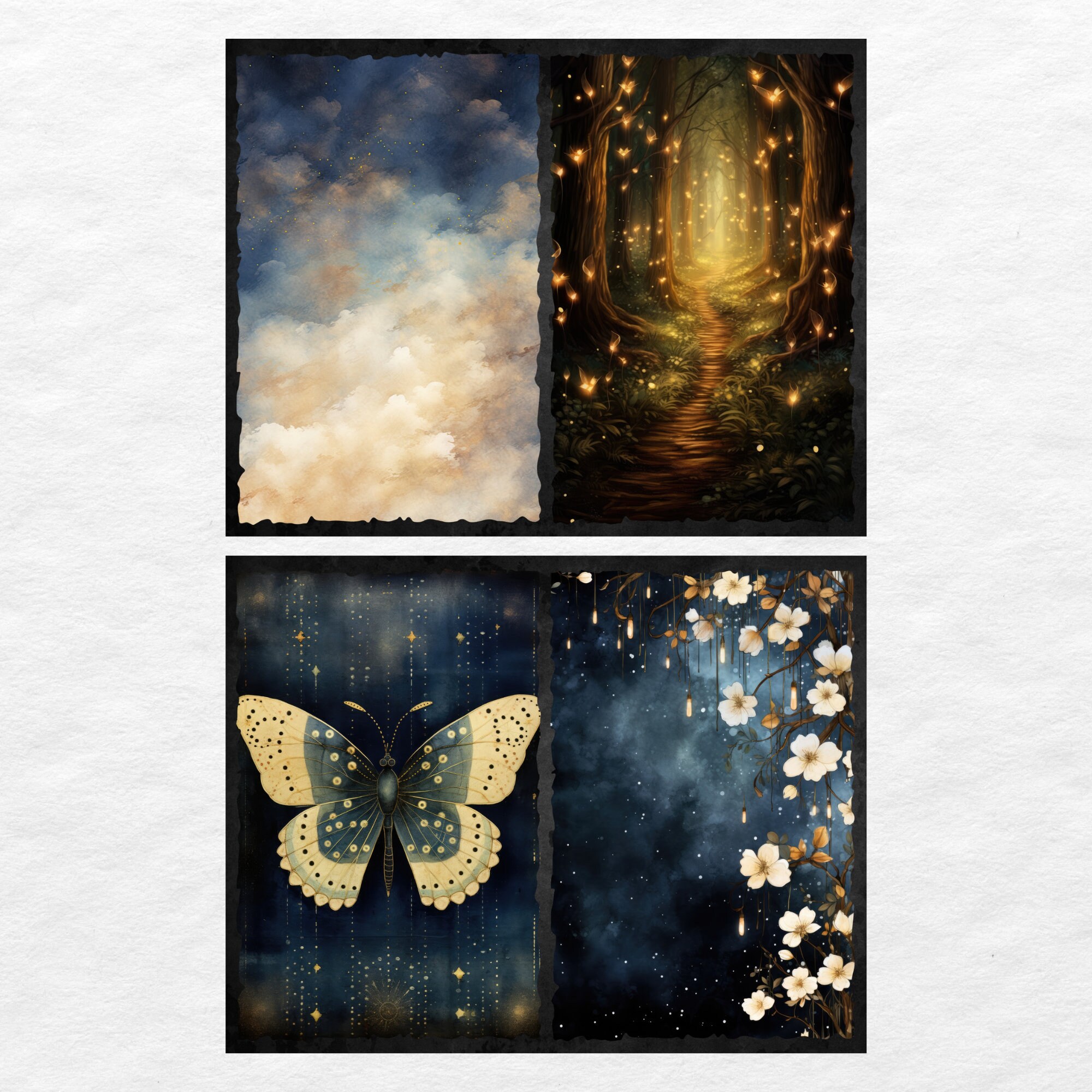 Night Sky Junk Journal Pages, Moon and Stars Scrapbook Page, Celestial ...