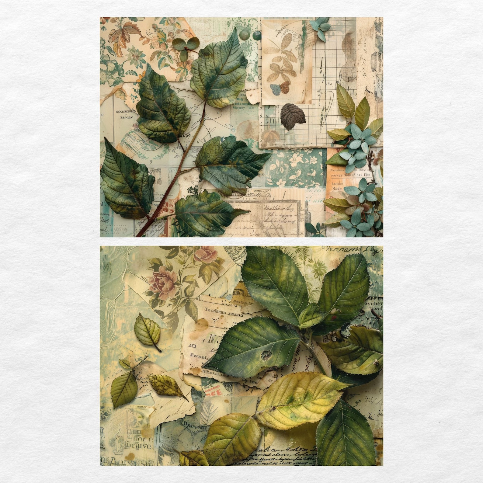 Green Leaf Junk Journal Kit Vintage Botanical Beautiful Journal Digital ...