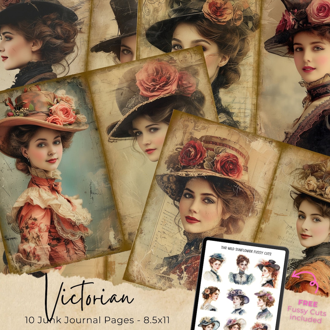 Watercolor Victorian Lady, Junk Journal Printable Pages, Digital ...