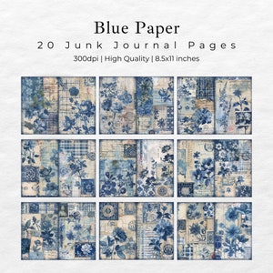 Pale Blue Junk Journal Pages, Scrapbook Images, Collage Paper, Digital ...