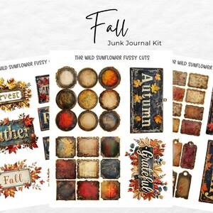 Fall Junk Journal Kit Autumn Junk Journal Ephemera Printable Tags ...