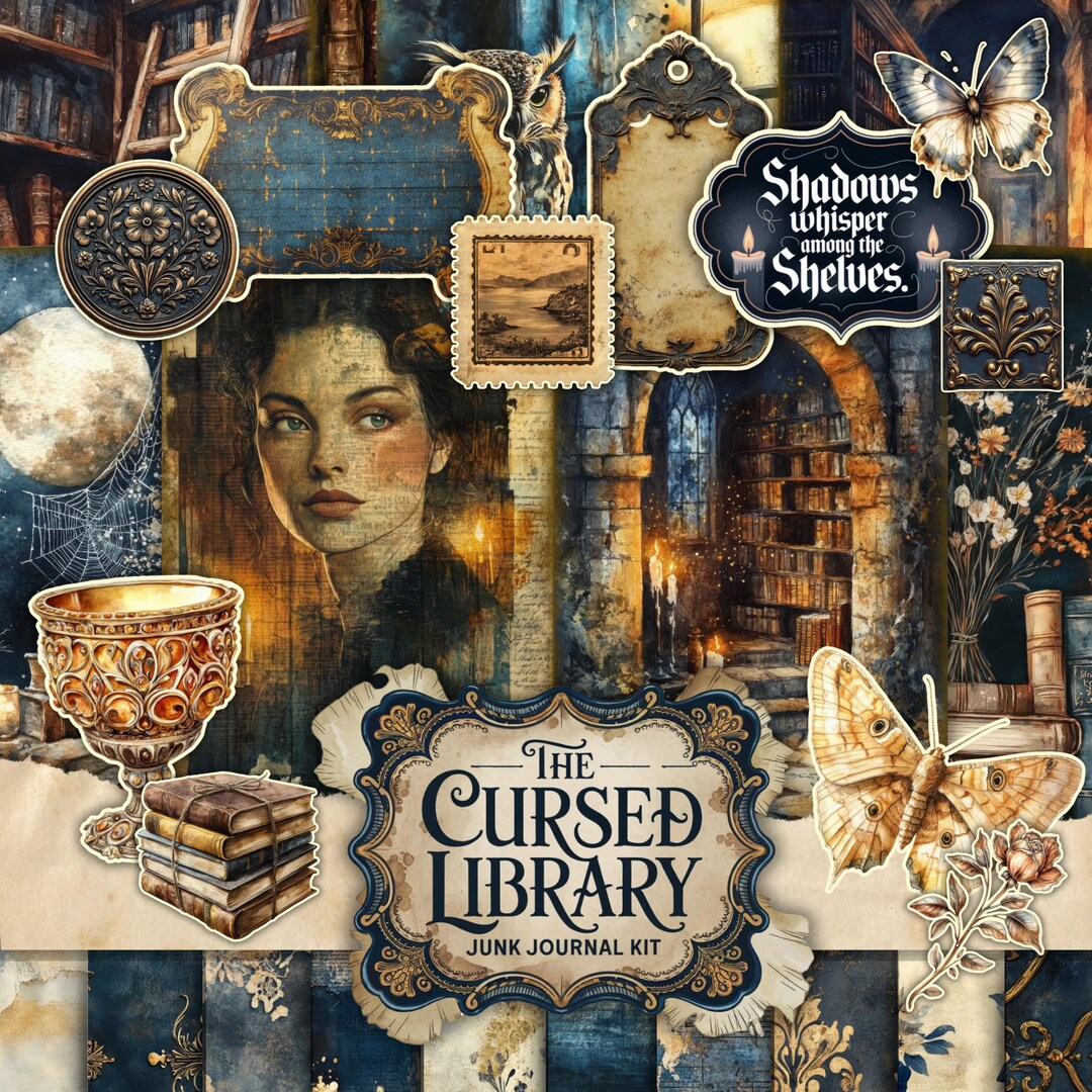 Cursed Library Junk Journal Kit, Printable JPG Pages With Ephemera ...