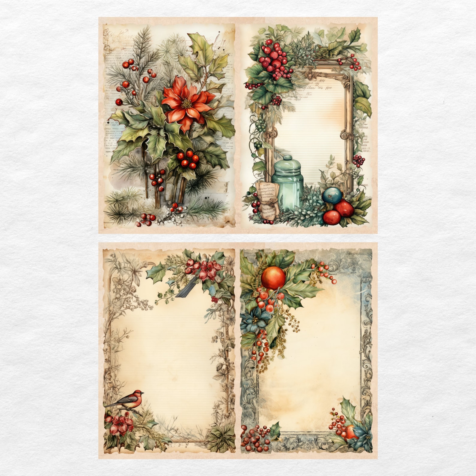 Christmas Junk Journal Kit, Vintage Merry Christmas Junk Journal Pages ...