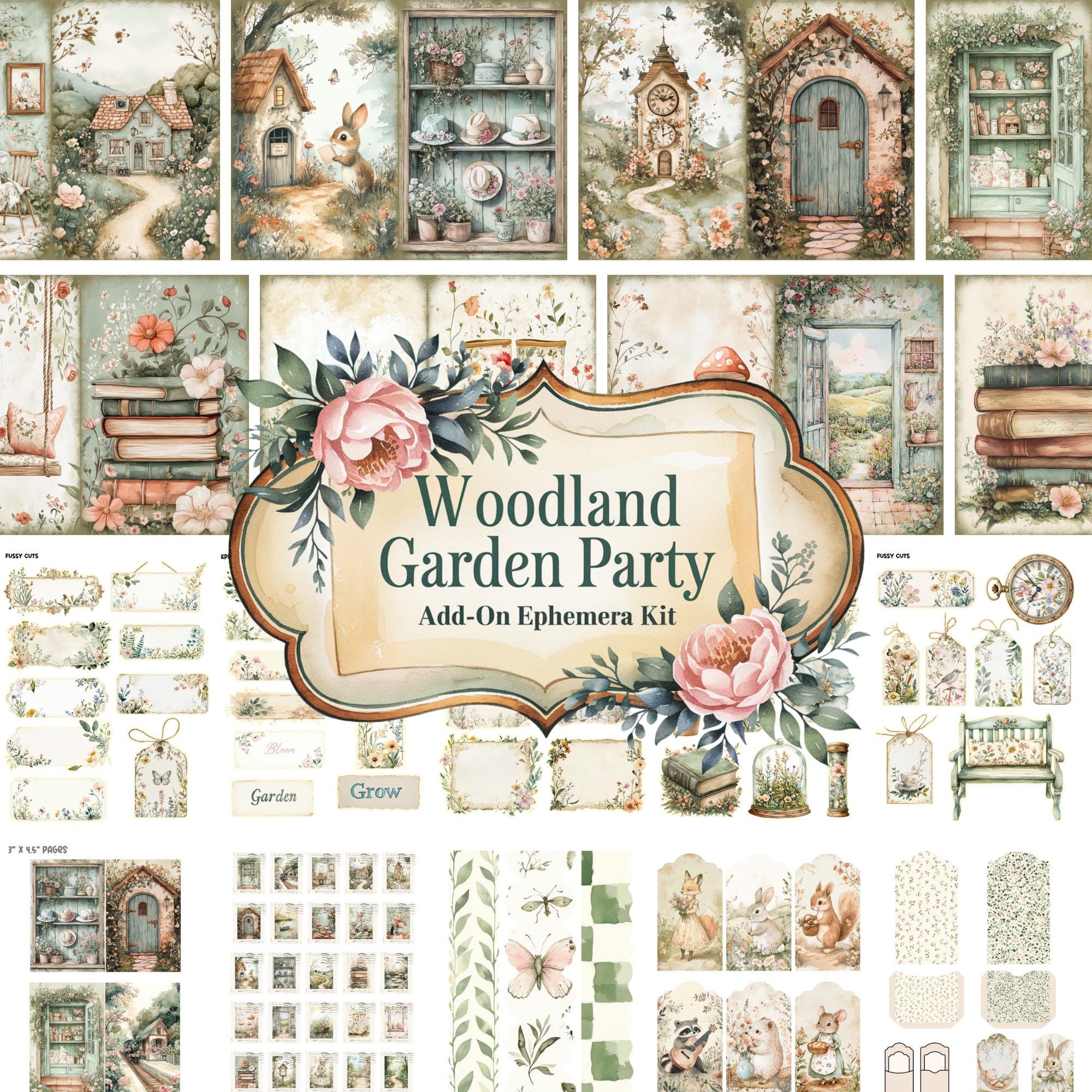 Enchanted Forest Junk Journal Pages, Printable Collage Sheet, Digital ...