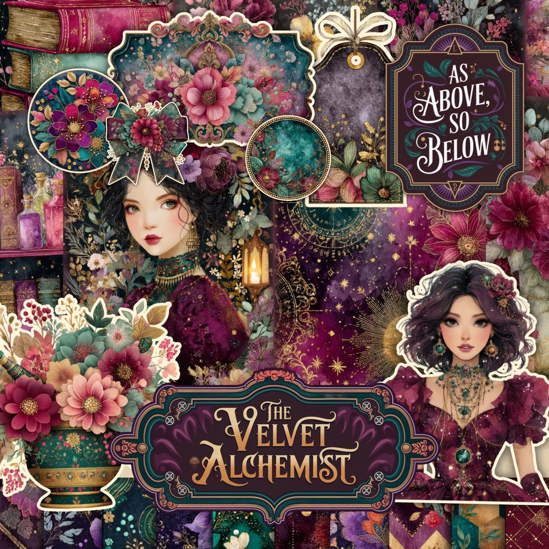 Alchemy Junk Journal Kit Apothecary Bottles Pages Watercolor Potions ...