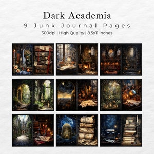 Dark Academia Junk Journal Pages, Digital Scrapbook Paper Kit, Gothic ...