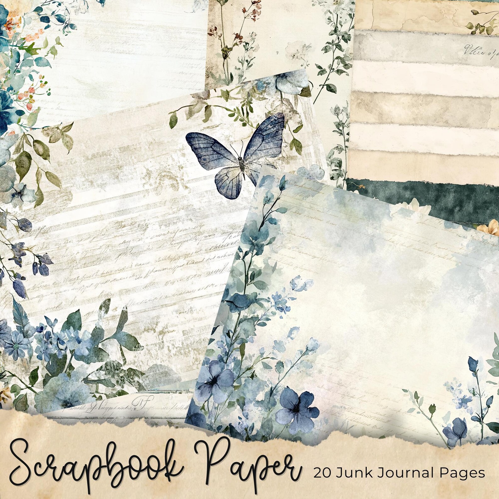 Junk Journal Pages | Rustic Style | Digital Paper | Scrapbook Supplies ...