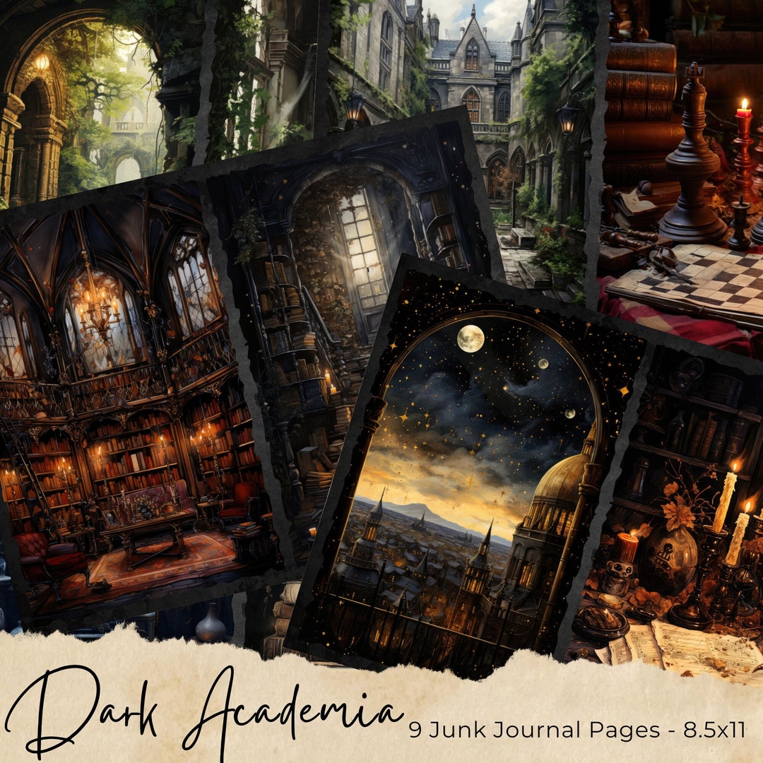 Dark Academia Junk Journal Pages, Digital Scrapbook Paper Kit, Gothic ...