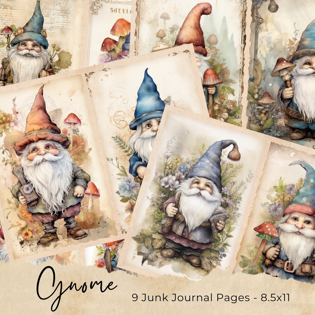 Forest Gnomes VINTAGE Edition Junk Journal Digital Kit Printable, Gnomes and Woodland Digital ...