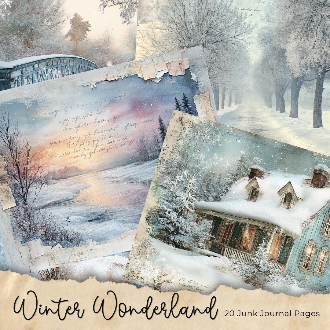 Winter Junk Journal Kit, Snow Collage Printable Journal Pages, Vintage ...