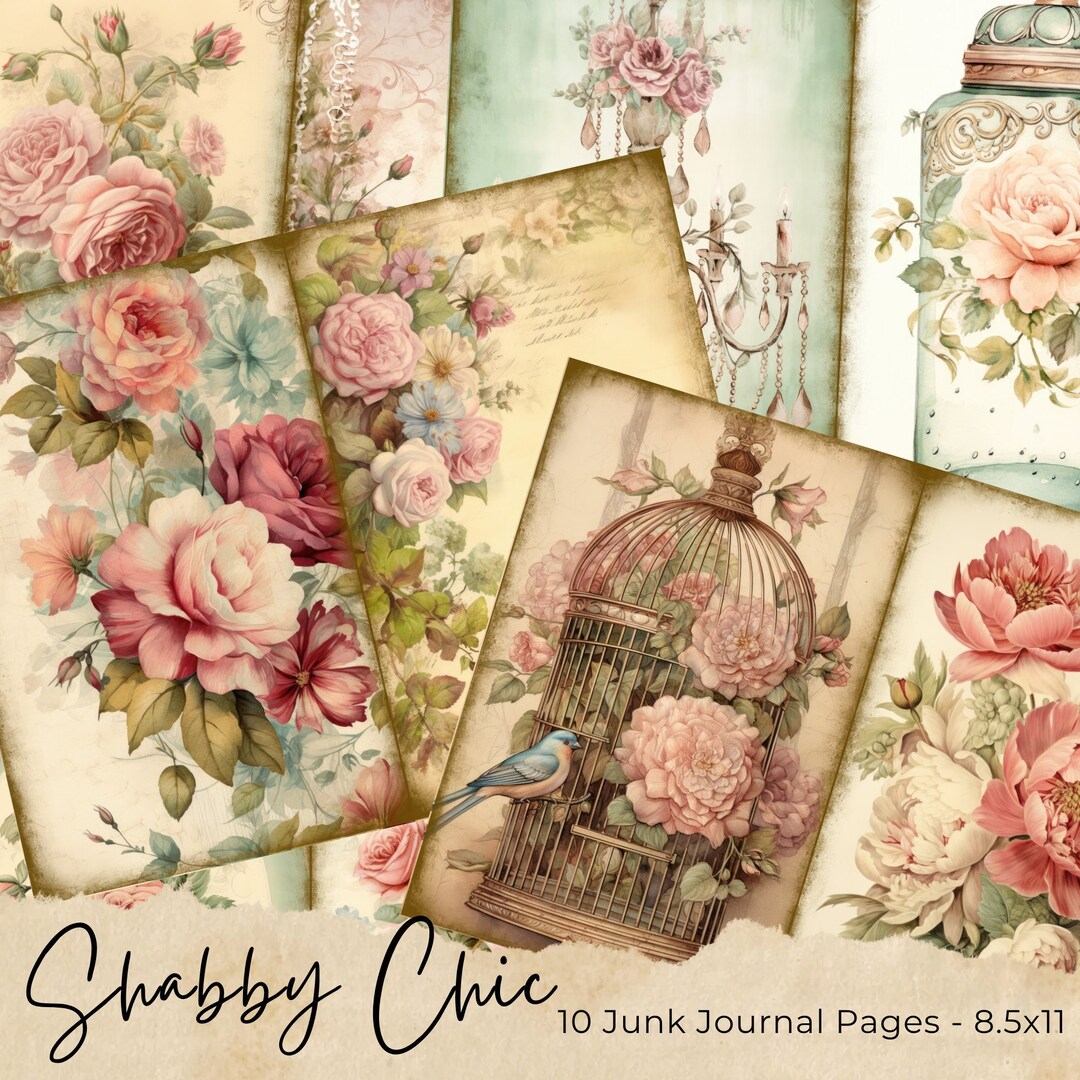 Shabby Chic Junk Journal Paper | Digital Scrapbooking | Vintage Journal ...