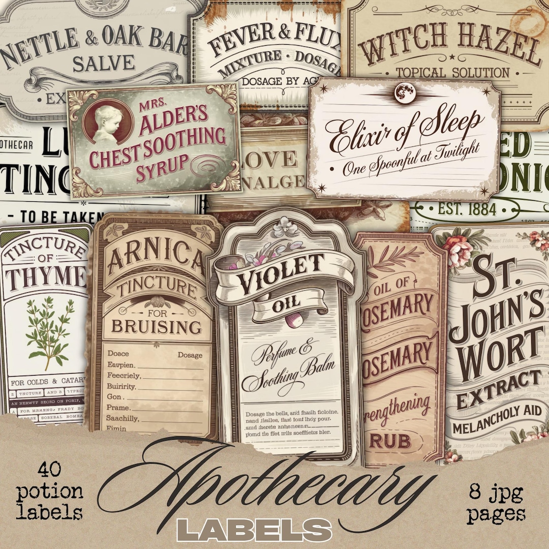 Apothecary Labels, Vintage Labels, Junk Journal, Fussy Cut,specimen ...