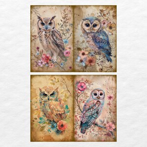 Fantasy Owl Junk Journal Kit, Watercolor Owl Journal Pages, Owl Junk ...