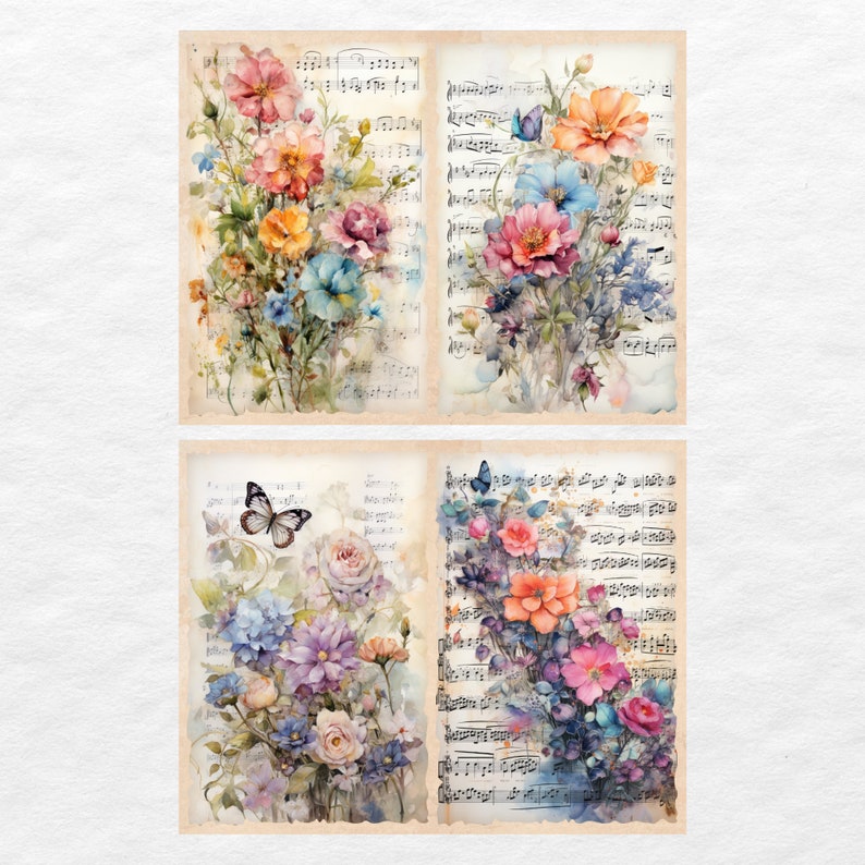 Vintage Sheet Music Digikit Printable Music Pages Junk Journal Ephemera ...