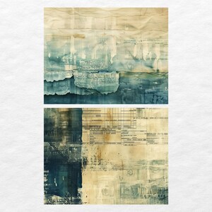 Pale Blue Junk Journal Pages, Scrapbook Images, Collage Paper, Digital ...