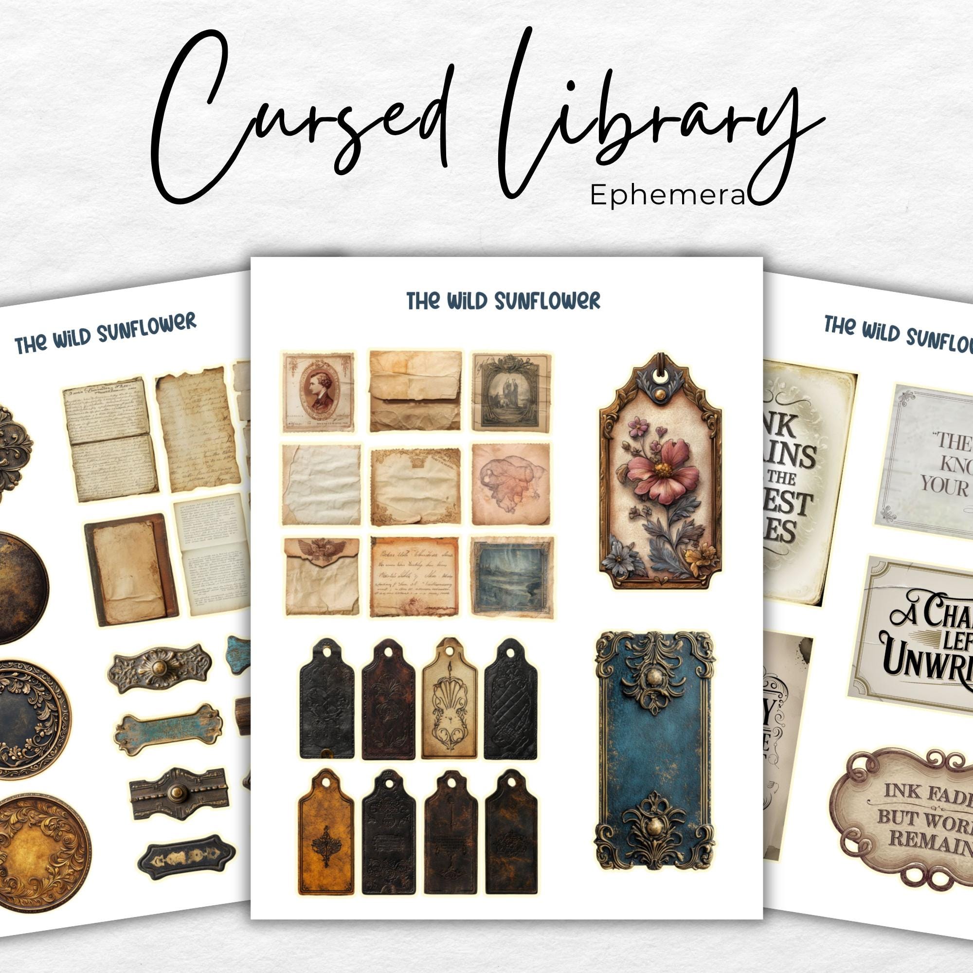 Cursed Library Junk Journal Kit, Printable JPG Pages With Ephemera ...