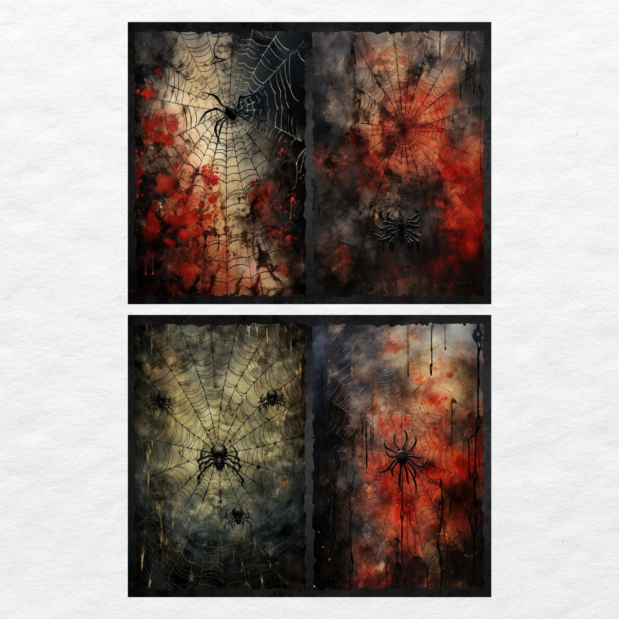 Creepy Spiderweb Junk Journal Pages Dark Fantasy Black Witchy ...