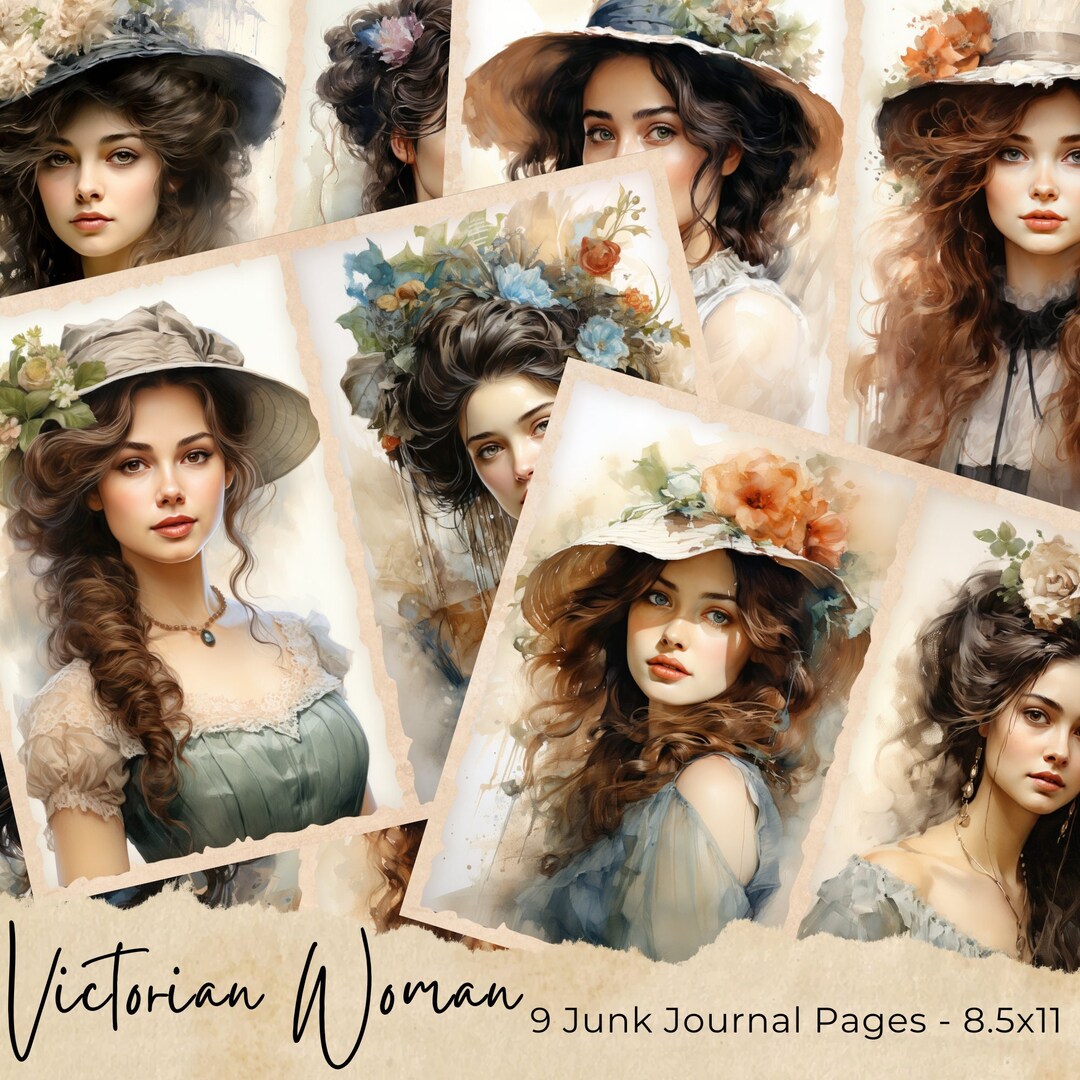 Watercolor Victorian Lady, Junk Journal Printable Pages, Digital ...