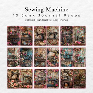 Vintage Sewing Junk Journal Pages, Digital Scrapbook Paper Kit ...