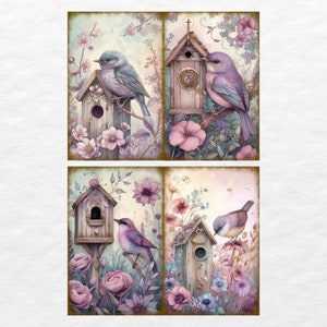 Vintage Bird Junk Journal Kit, Digital Floral Scrapbook Paper Kit ...