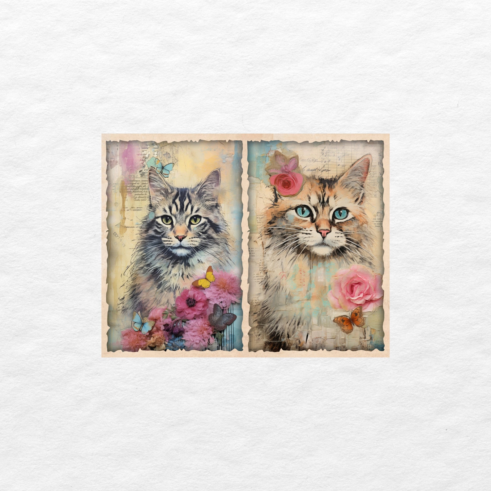 Watercolor Cat Junk Journal Printable Page Kitten With - Etsy